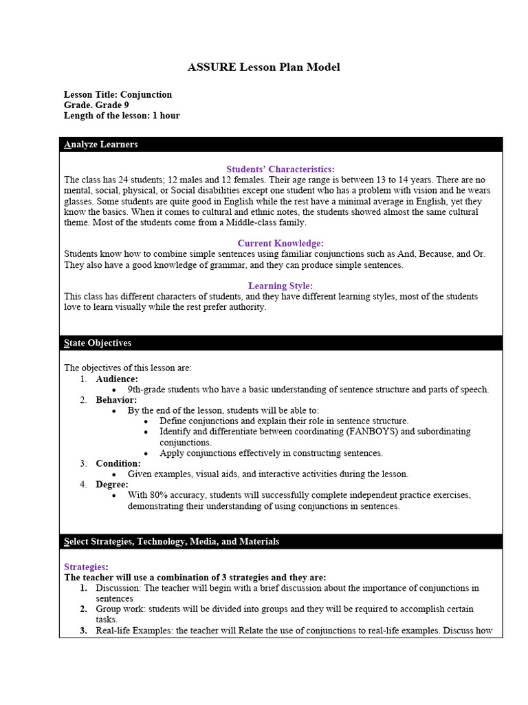 Assure Lesson Plan | PDF | Educational Assessment | Learning