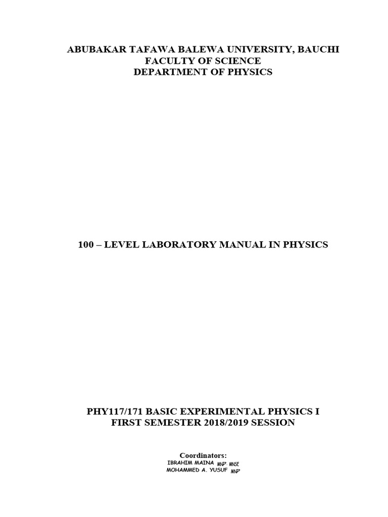 100-Level Physics Practical Manual | PDF | Observational Error ...