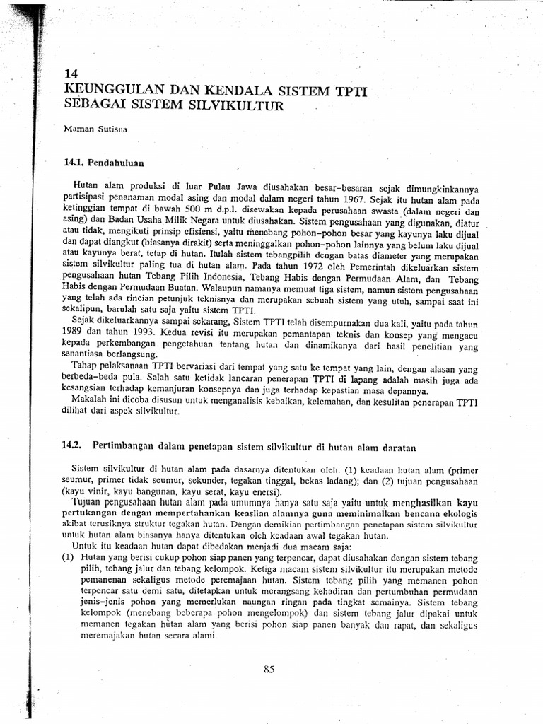 Bab 14 Keunggulan & Kendala Sistem TPTI Sebagai Sistem Silvik | PDF