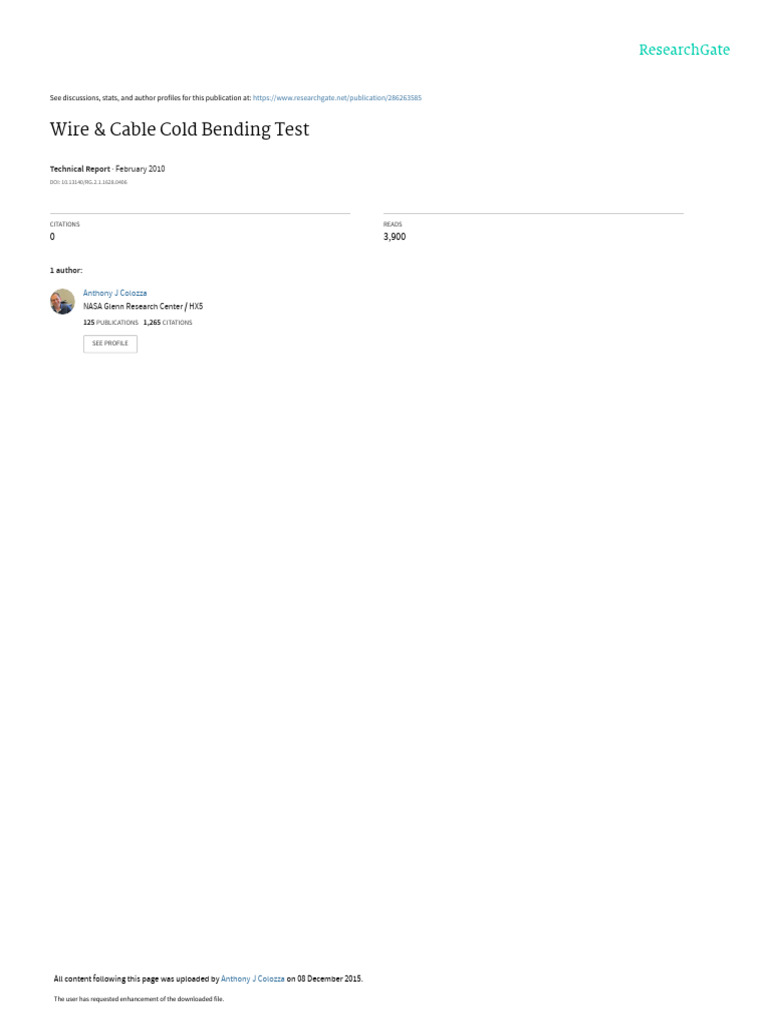 Wire & Cable Cold Bending Test: February 2010 | PDF | Coaxial Cable ...