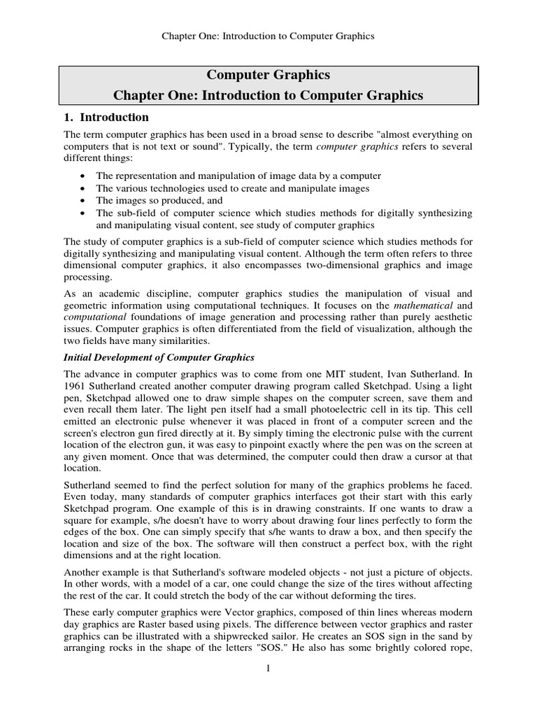 Chapter_1 | PDF | 3 D Computer Graphics | Computer Graphics