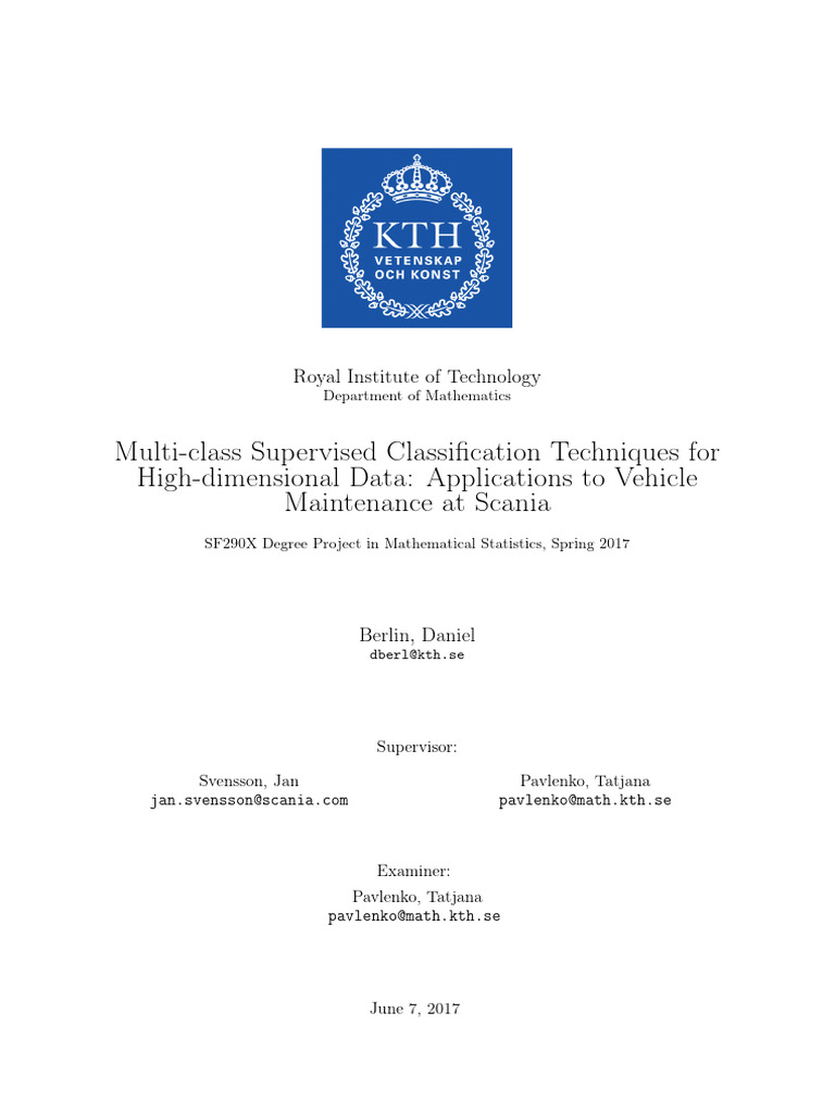 Multi-Class Supervised Classification Techniques For High-Dimensional ... Multi-Class Supervised Classification Techniques For High-Dimensional ...