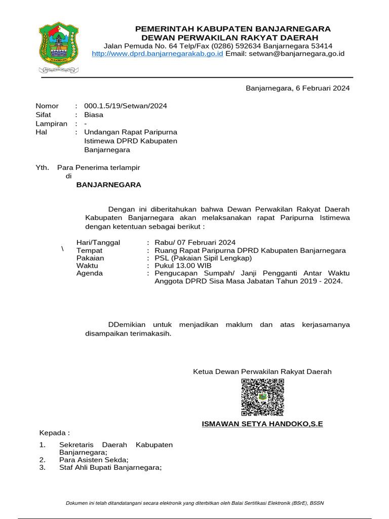 Undangan Rapat Paripurna | PDF