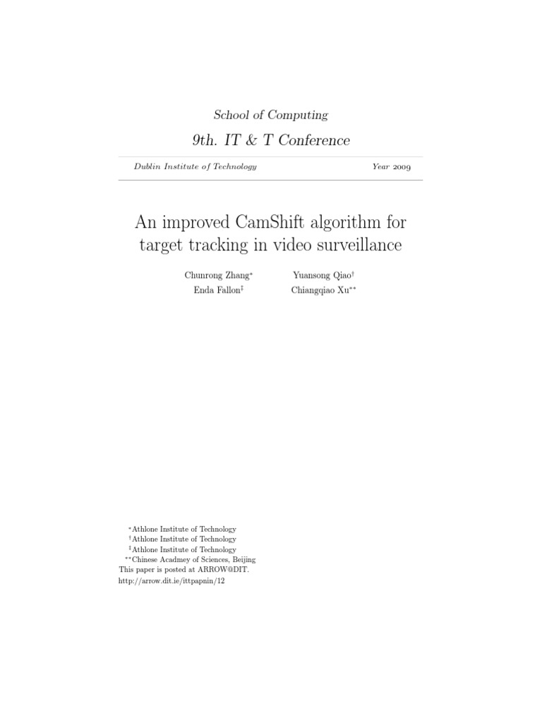 An Improved Camshift Algorithm For Target Tracking in Video Surveillance | PDF | Kalman Filter ...