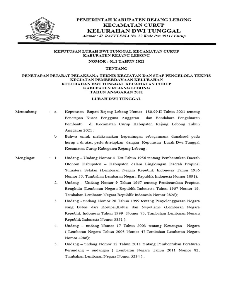 SK - PPTK, SK Ppkp. 2021 | PDF