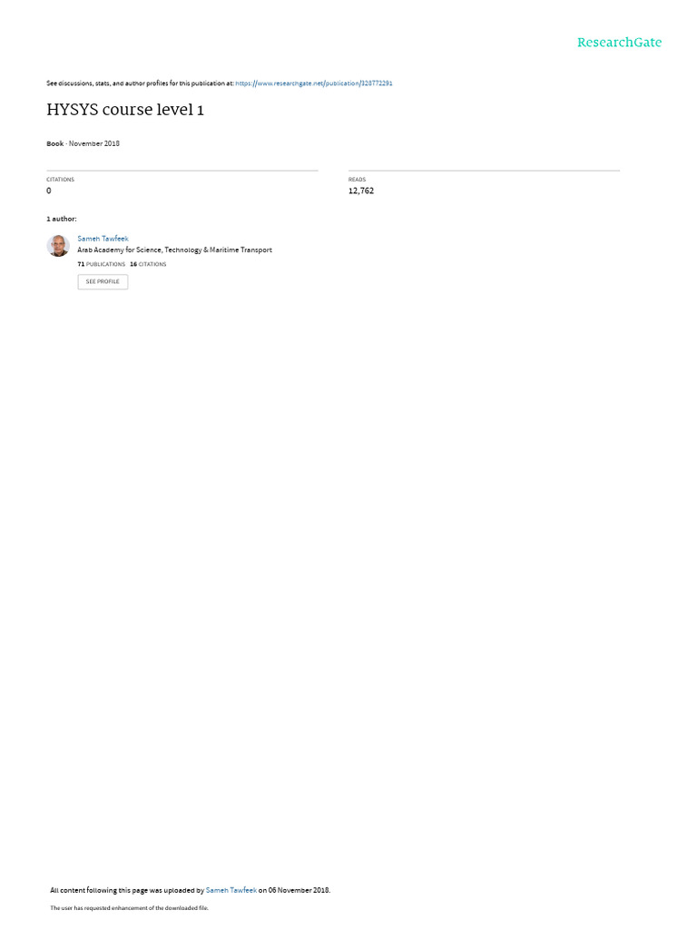 HYSYS Course Level-1 | PDF | Window (Computing) | Microsoft Windows