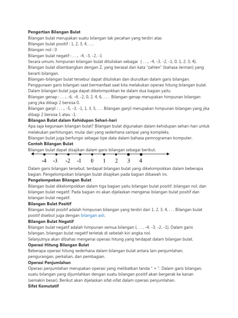 Definisi dan Operasi Bilangan Bulat | PDF