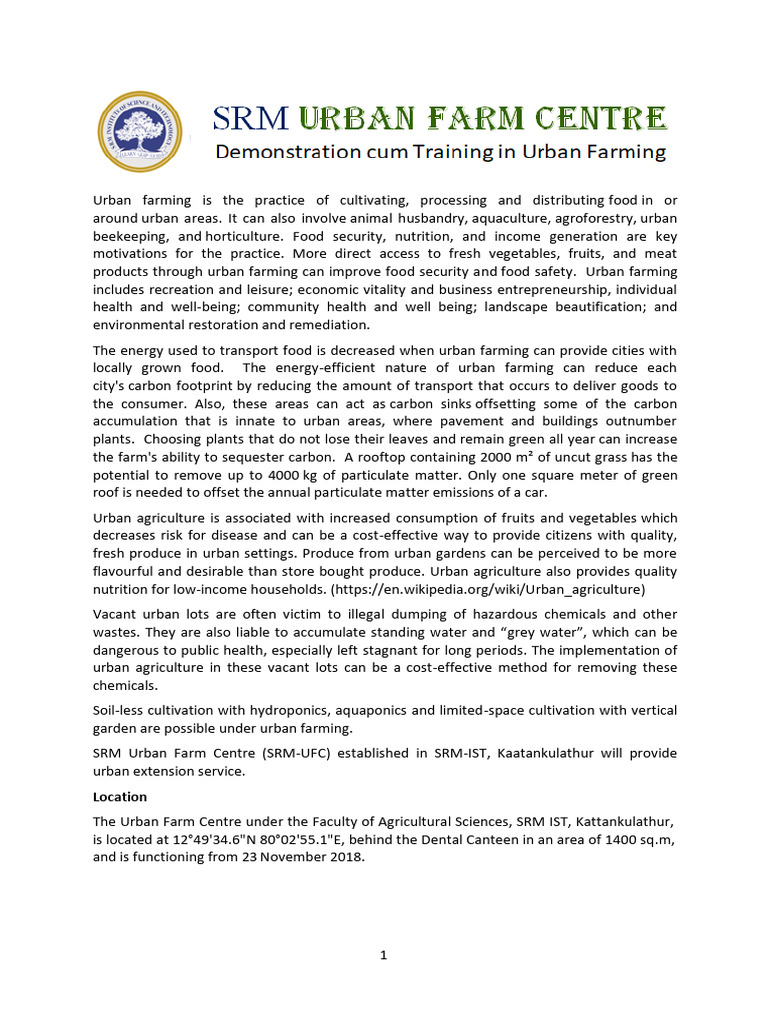 SRM Training | PDF | Urban Agriculture | Agriculture