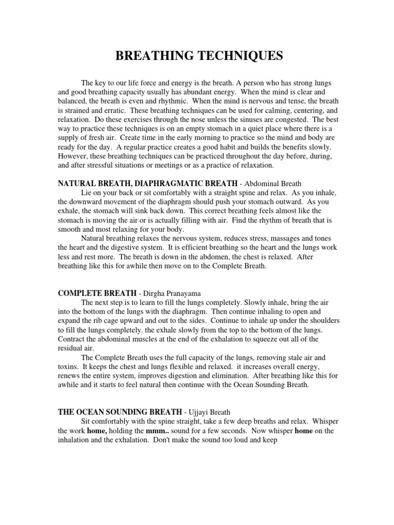 21S Potpourri - Breathing Techniques | PDF | Breathing | Exhalation