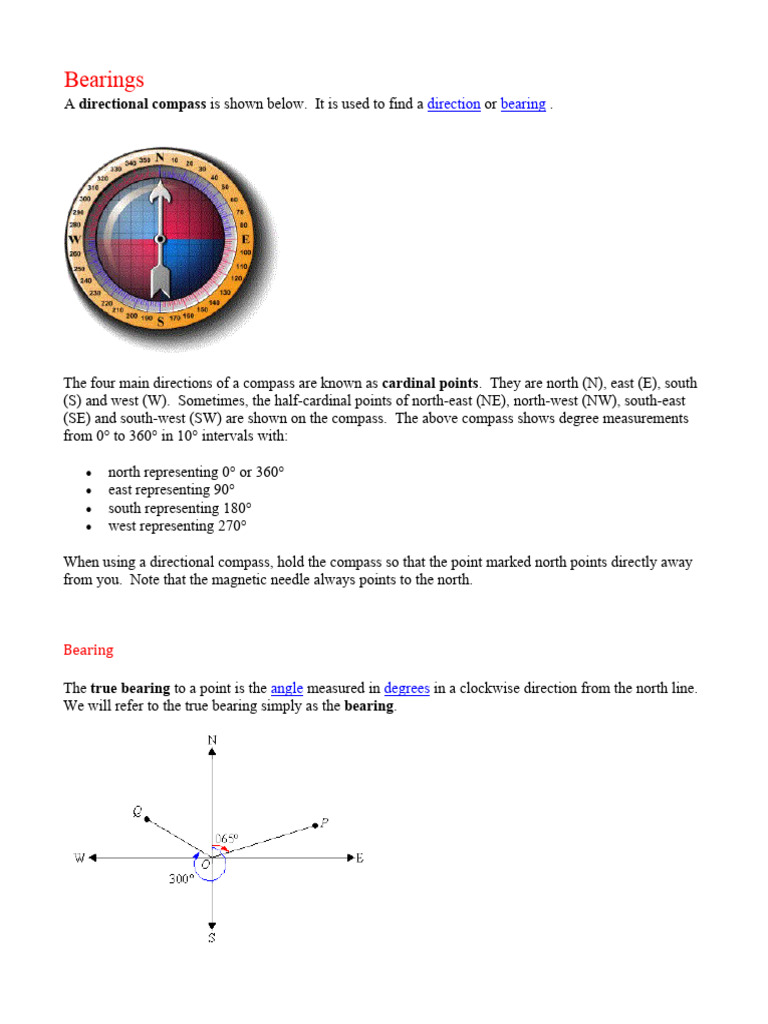 Bearings | PDF | Compass | Angle