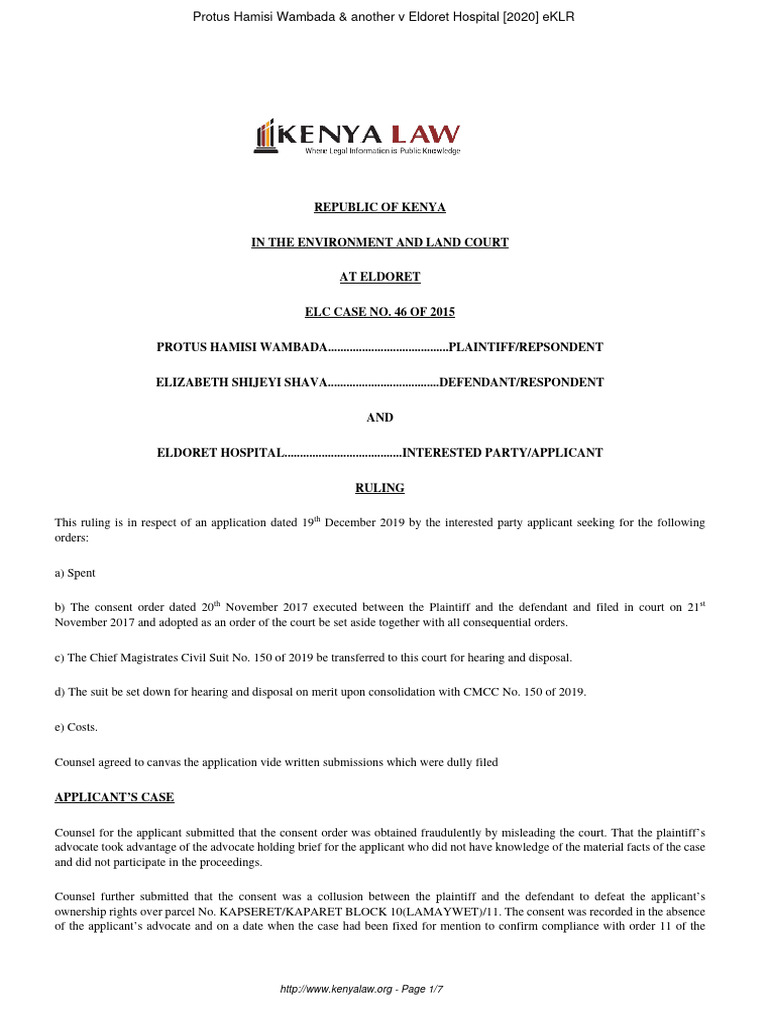 Environment and Land Case 46 of 2015 | PDF | Lawsuit | Judgment (Law)