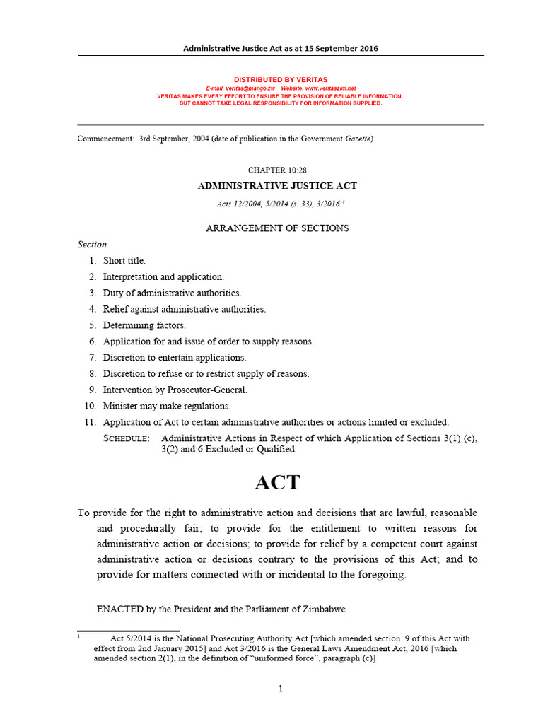 Administrative Justice Act As at 15 September 2016 | PDF ...