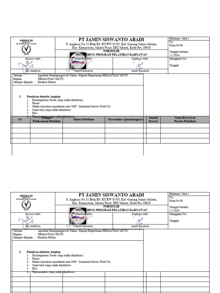 FORM-04-Formulir Monitoring Program Pelatihan Karyawan | PDF FORM-04-Formulir Monitoring Program Pelatihan Karyawan | PDF