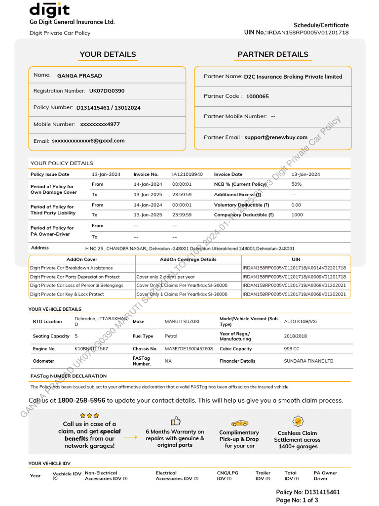 Motor Policy Contents | PDF | Insurance | Liability Insurance