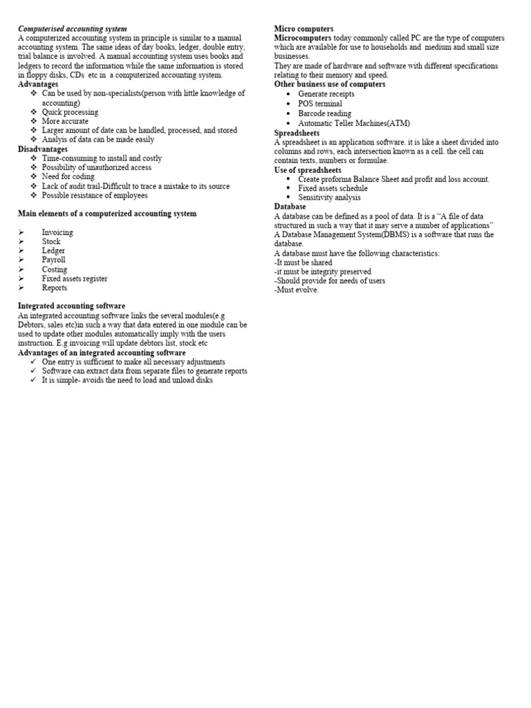 Computerised Accounting System | PDF | Databases | Spreadsheet