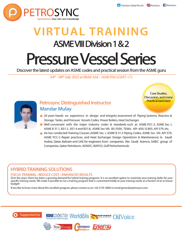 PetroSync - ASME VIII - Div 1 2 Pressure Vessels Series Virtual ...