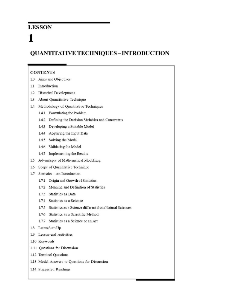 Quantitative Technique Unit 1 Topic - Introduction To Statistics | PDF Quantitative Technique Unit 1 Topic - Introduction To Statistics | PDF