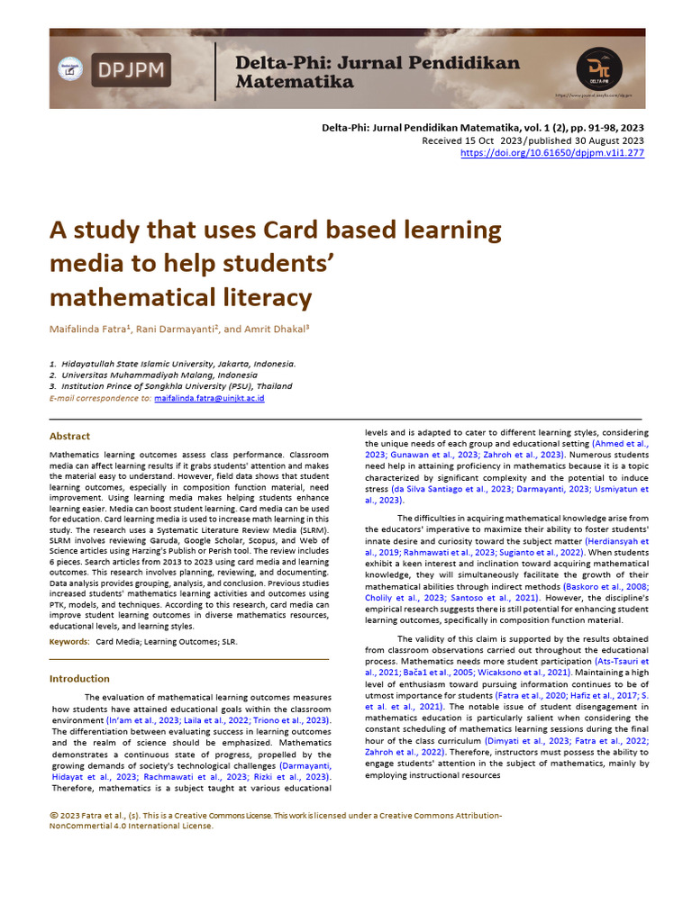 A Study That Uses Card Based Learning Media To Help Students ...