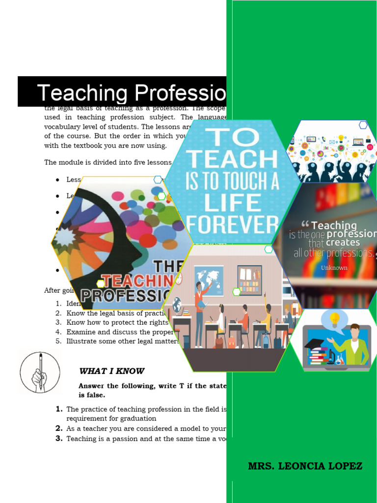 MODULE Teaching Prof | PDF | Teachers | Profession