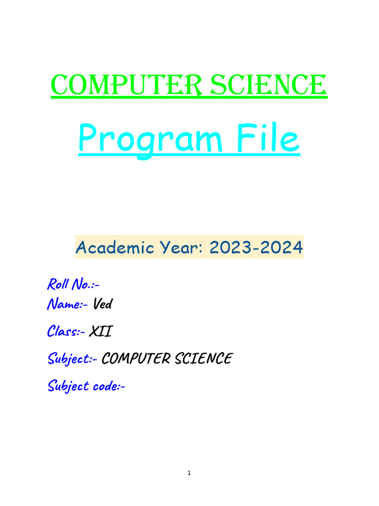 Computer Science Program File | PDF | Computer File | Numbers Computer Science Program File | PDF | Computer File | Numbers