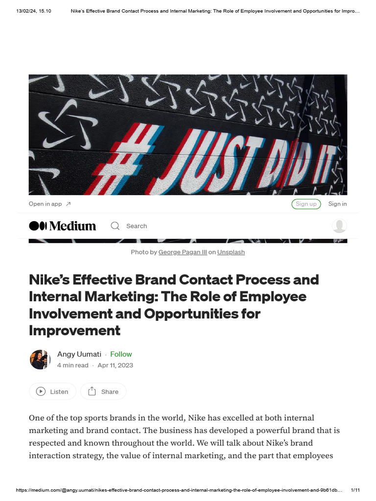 Nike's Effective Brand Contact Process and Internal Marketing: The Role ...