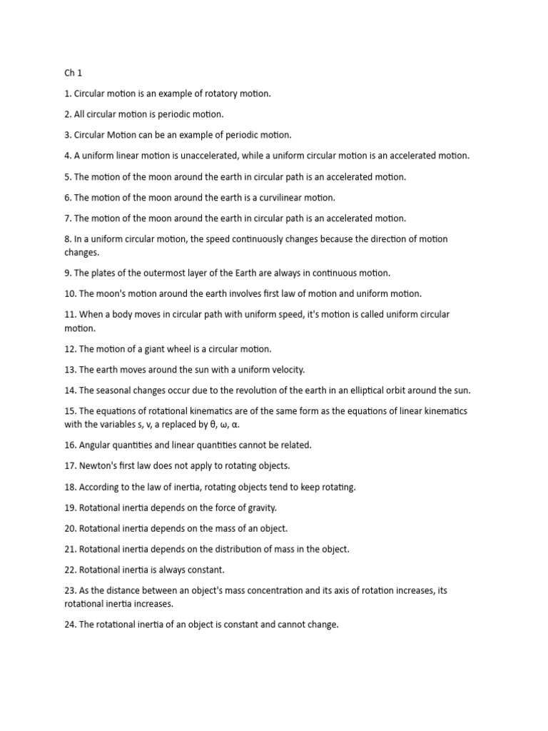 CH 1 | PDF | Rotation Around A Fixed Axis | Acceleration