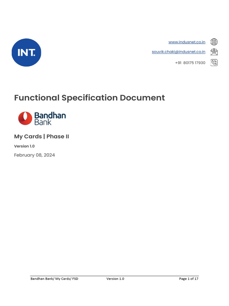 Bandhan Bank My Cards FSD Overview | PDF | Login | World Wide Web