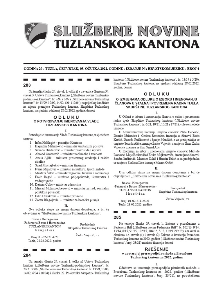 Sluzbene Novine TK BR. 4-2022 | PDF