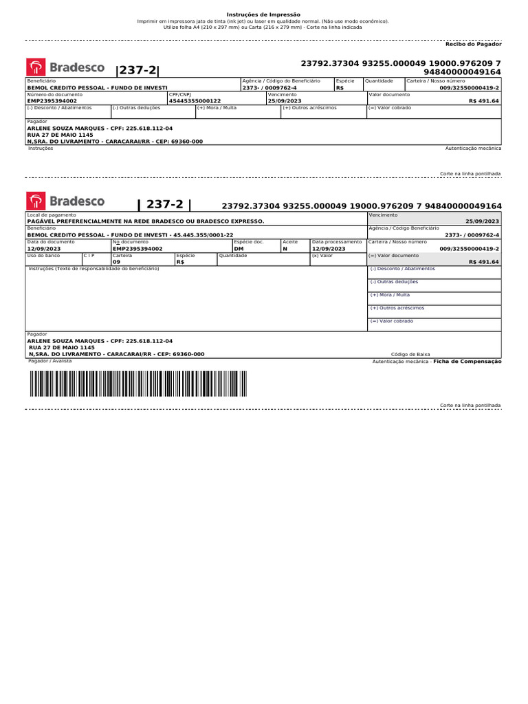 Boleto Bemol | PDF | Impressão | Bancos