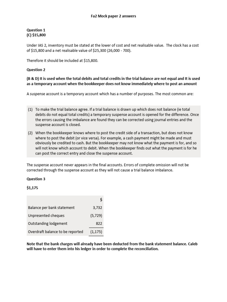 Fa2 Mock Exam 2 Answers | PDF | Debits And Credits | Bookkeeping Fa2 Mock Exam 2 Answers | PDF | Debits And Credits | Bookkeeping