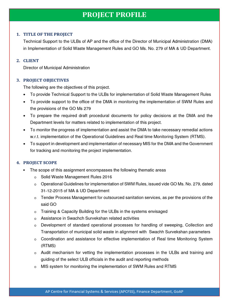 05-Project-Profile (DMA-SWM Project) | PDF | Economies | Business