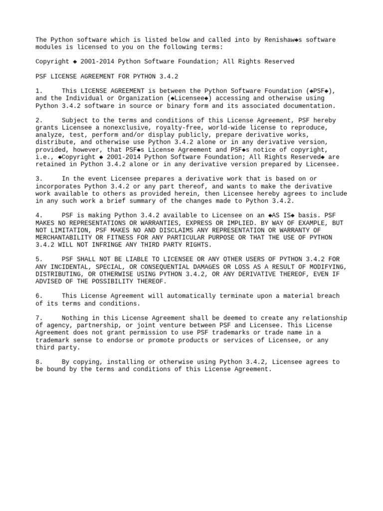 PSF License Agreement | PDF | License | Copyright