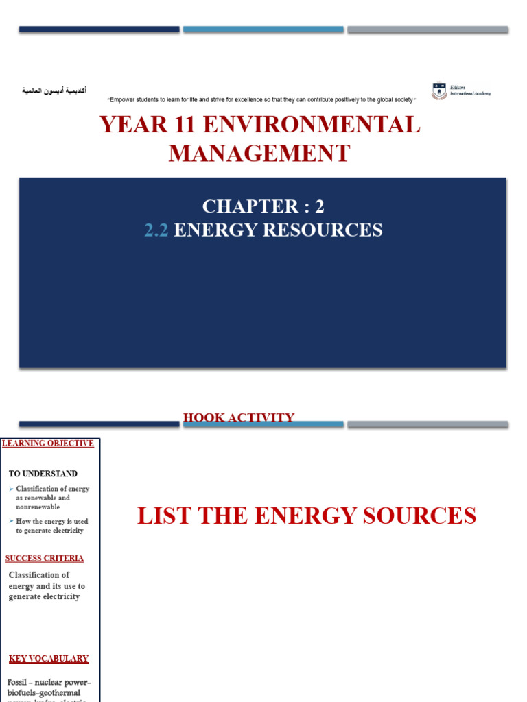 CH 2 - 2.2 Energy Sources and The Generation of Electricity | PDF | Electricity Generation ...