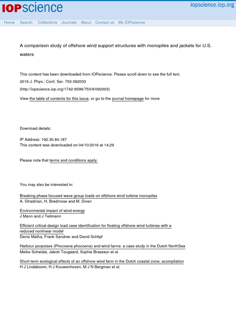 A Comparison Study of Offshore Wind Support Struct | PDF | Storm Surge ...
