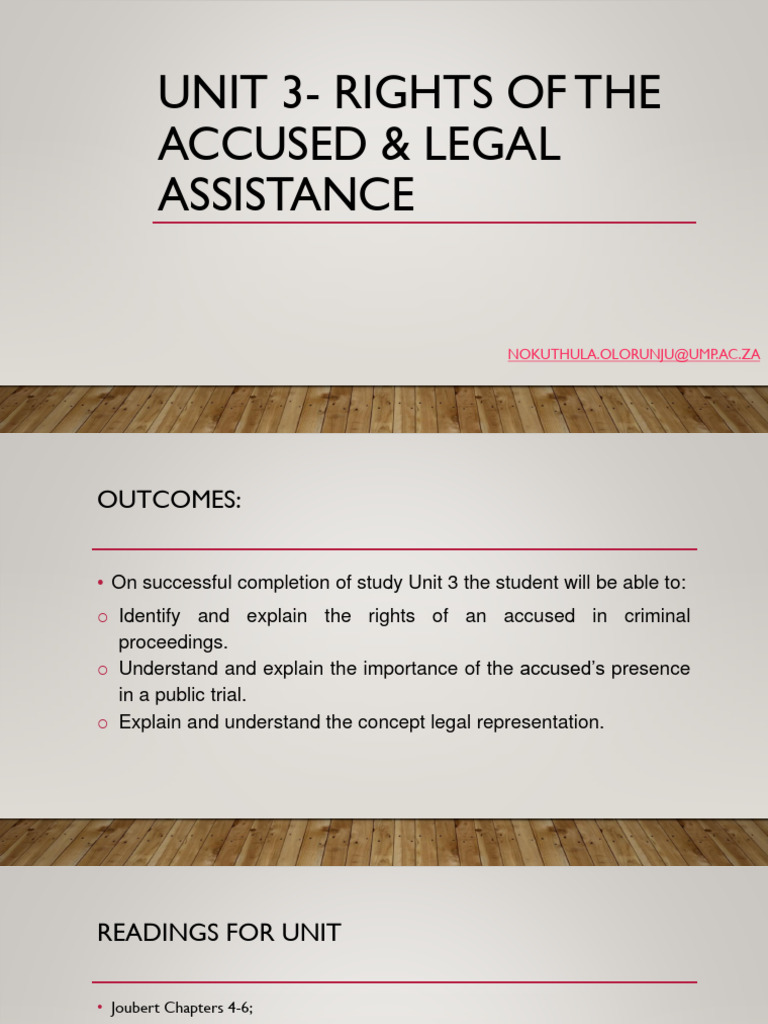 Unit 3 - Rights of The Accused Legal | PDF | Right To Counsel | Legal Aid