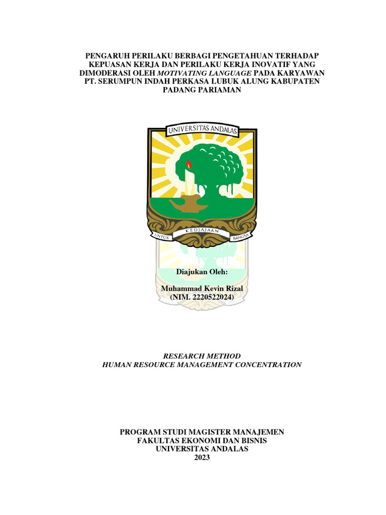 Tgs3 Muhammad Kevin Rizal Thesis Proposal Hrm Research