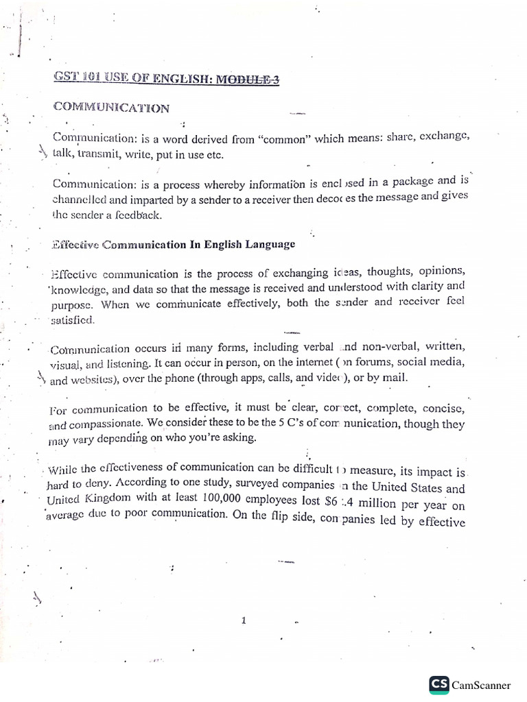 Gst 101 ( Communication ) | PDF