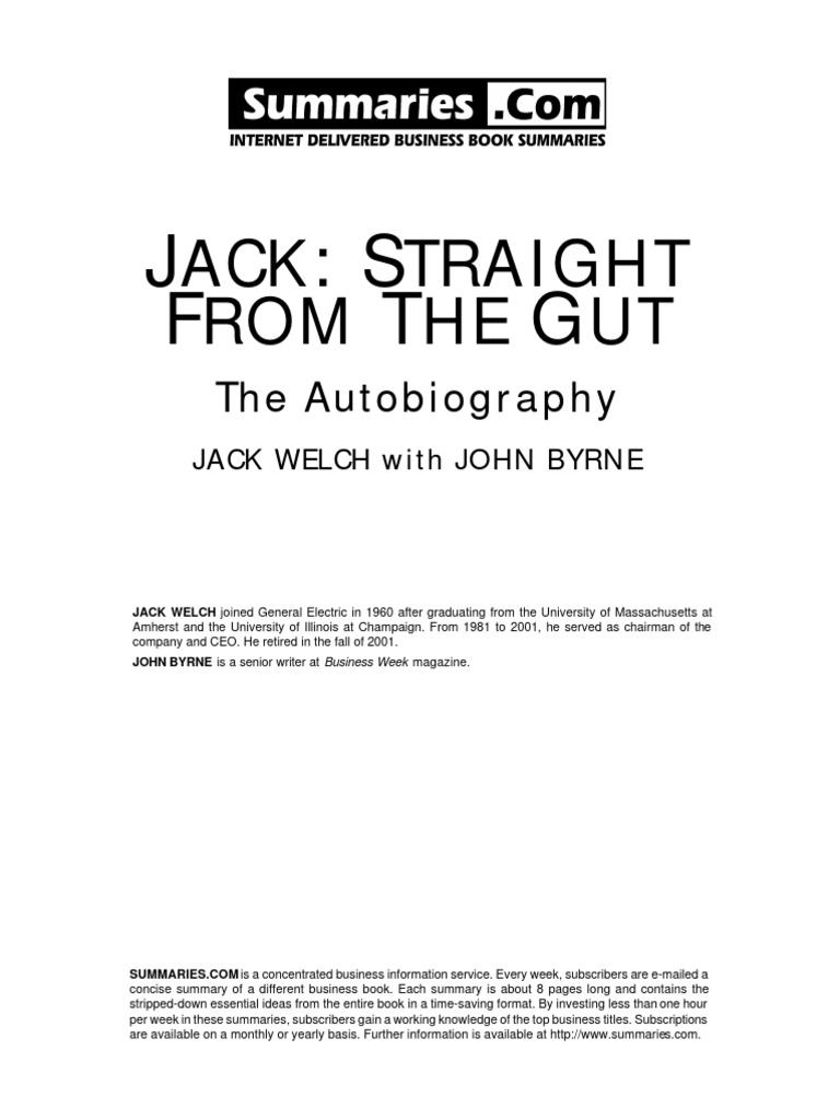 Jack Welch Straight From The Gut | Download Free PDF | General Electric ...