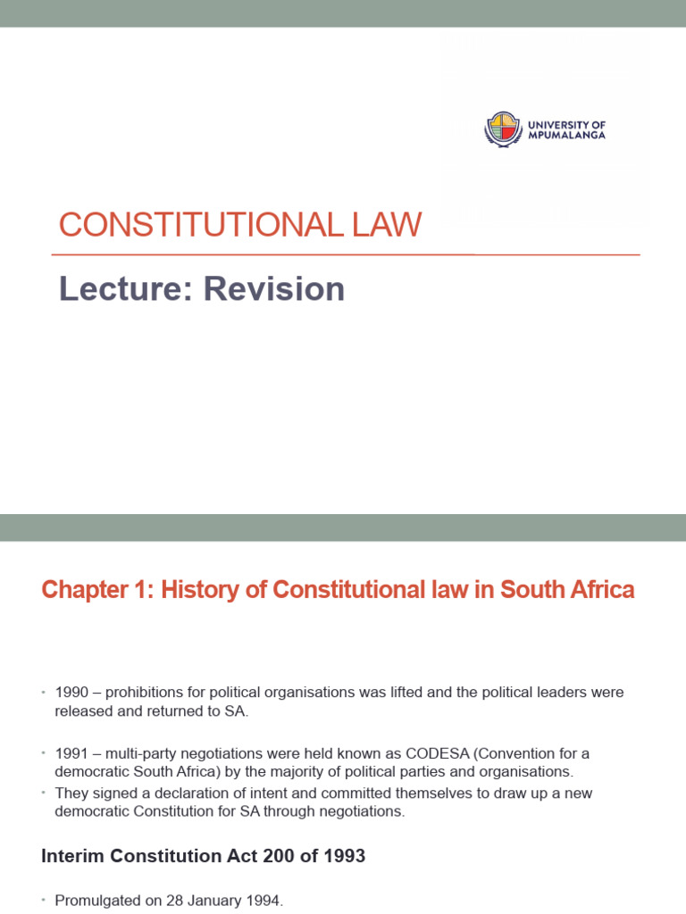 Lecture Revision Constitutional Law Pdf Separation Of Powers