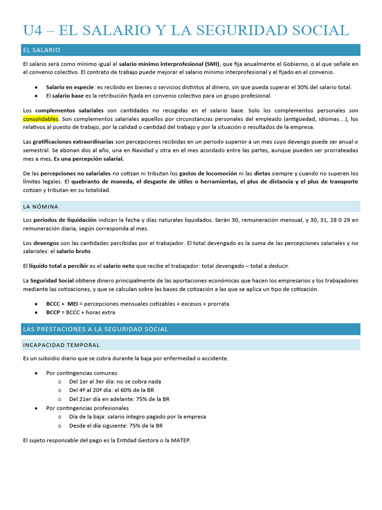 U4 - Salario y SS | PDF | Salario | Salario mínimo