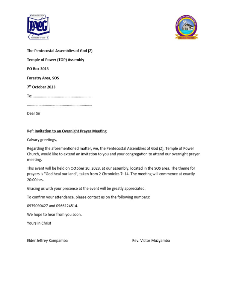 Invitation To Overnight Prayers | PDF