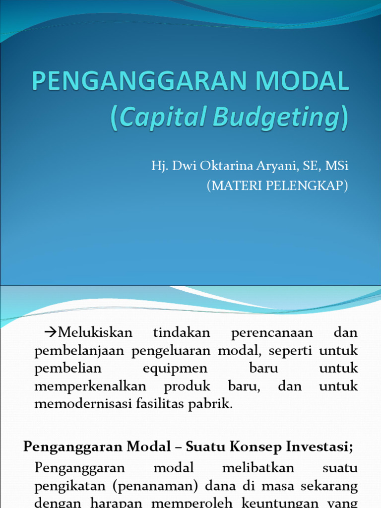 Penganggaran Modal (Capital Budgeting) | PDF