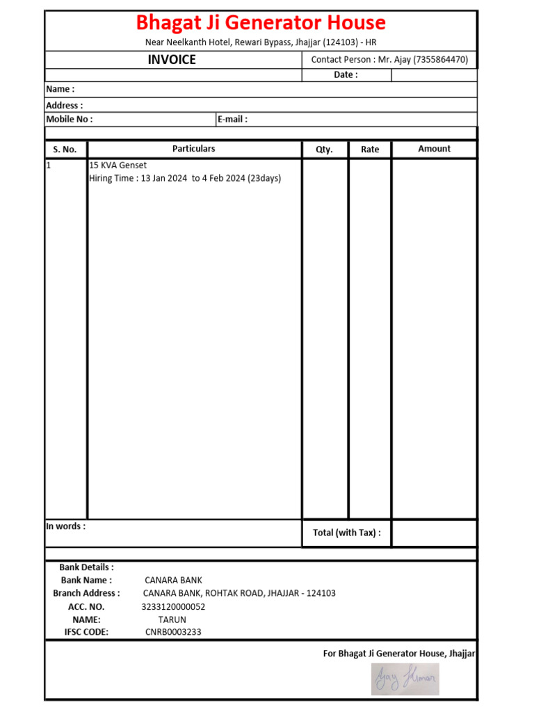 Ajay Bhai Invoice | PDF