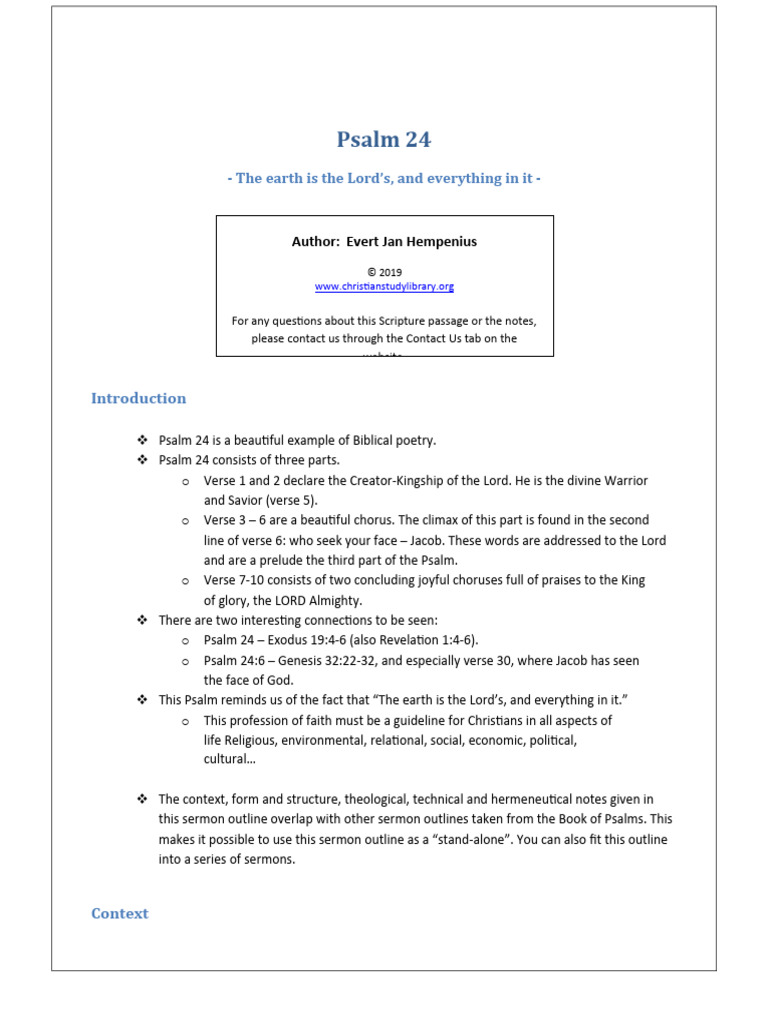 Exegetical Paper Psalm 24 The Earth Is T | PDF | Names Of God In ...