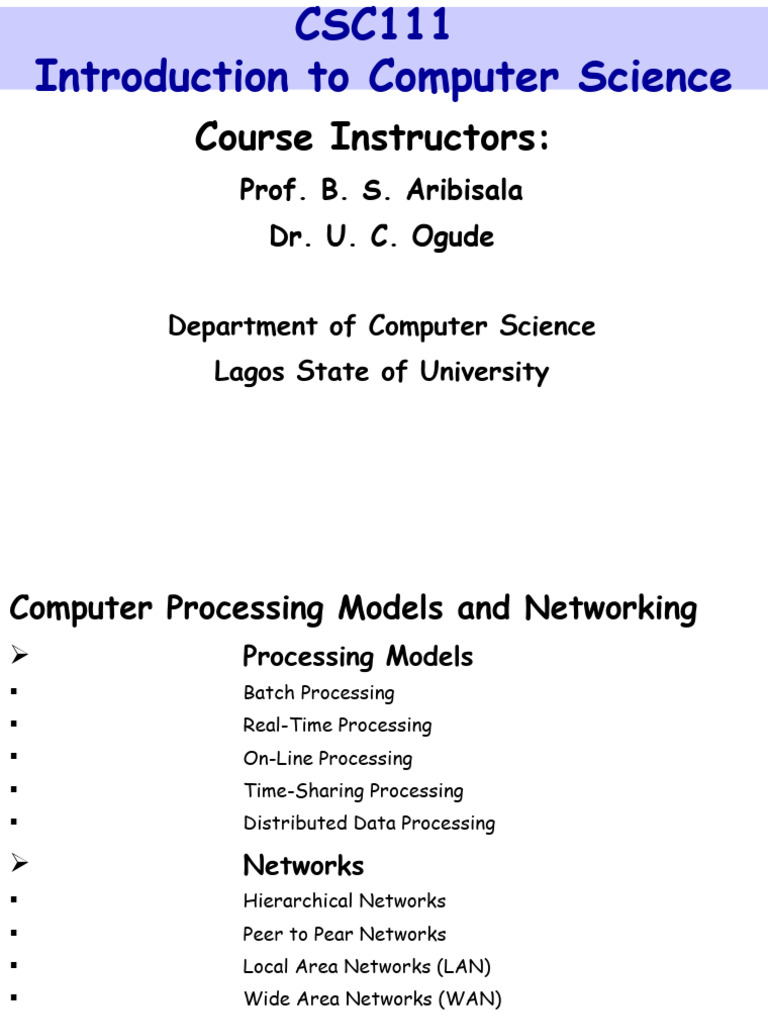 CSC 111 - (5) Computer Processing Models and Networking | PDF | Computer Network | Network Topology