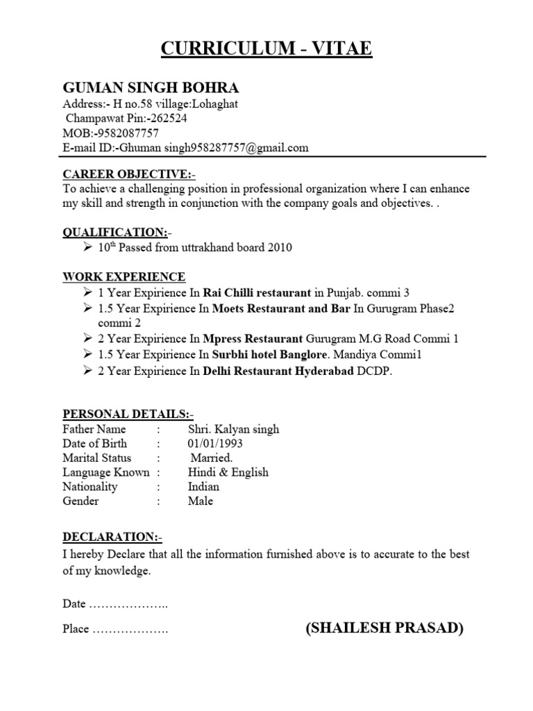 Resume Shailesh | PDF Resume Shailesh | PDF