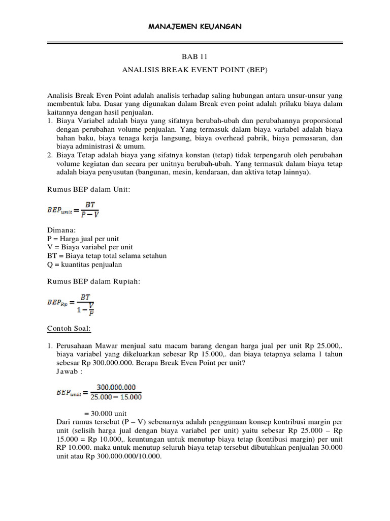 Break Even Point (BEP) | PDF