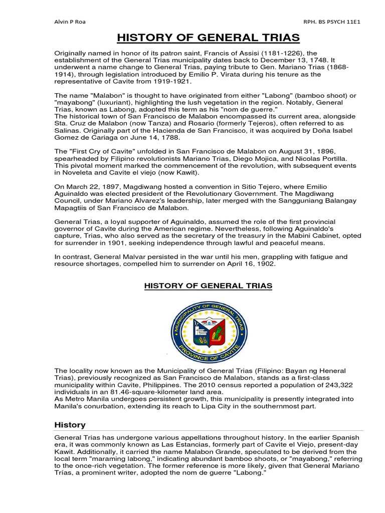 History of General Trias | PDF | Philippines