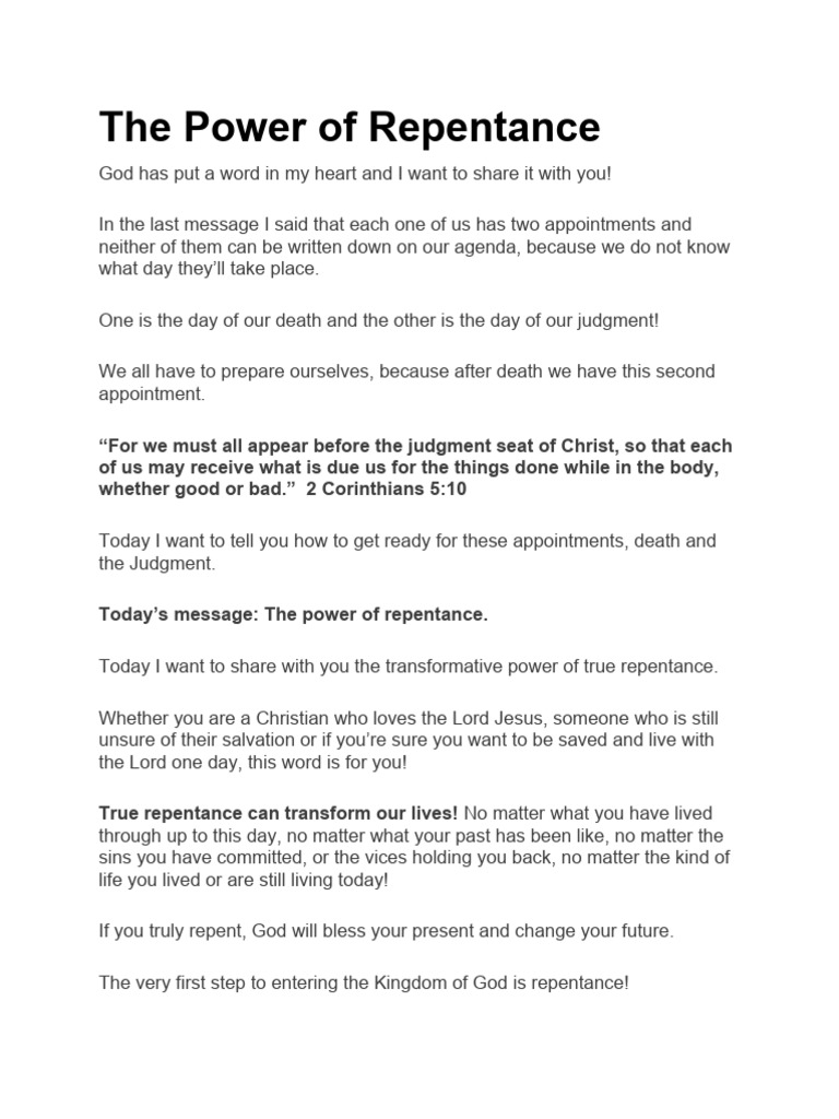 The Power of Repentance | PDF | Jesus | Acts Of The Apostles