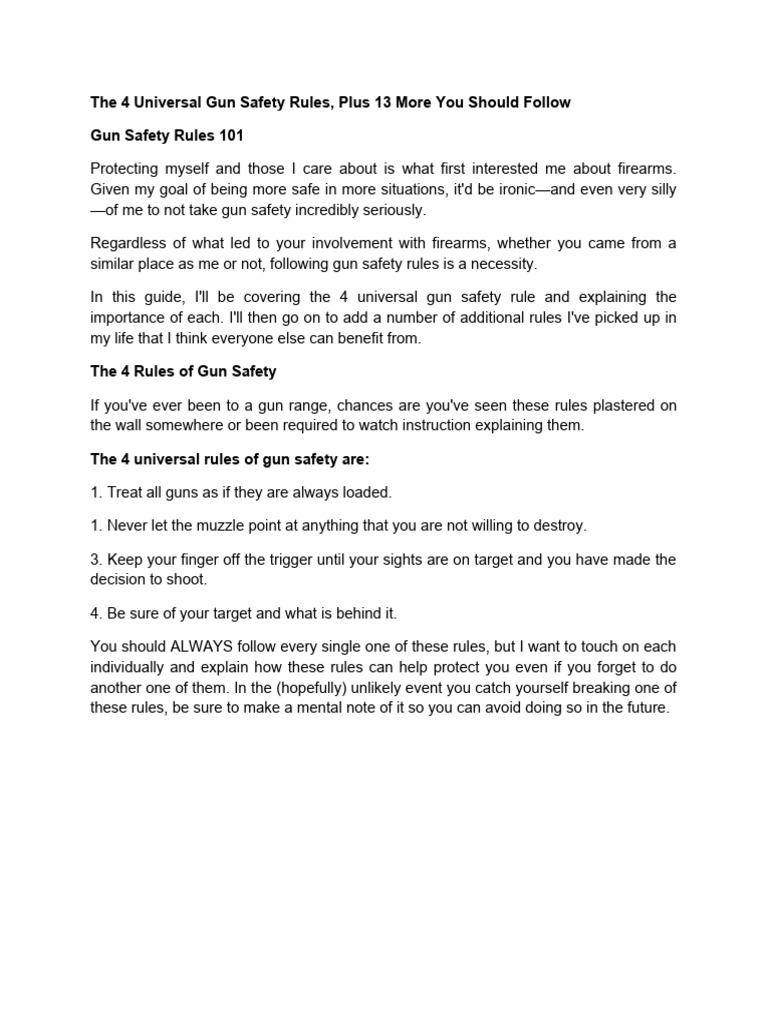 Essential Gun Safety Rules Explained | PDF | Firearms | Magazine (Firearms)